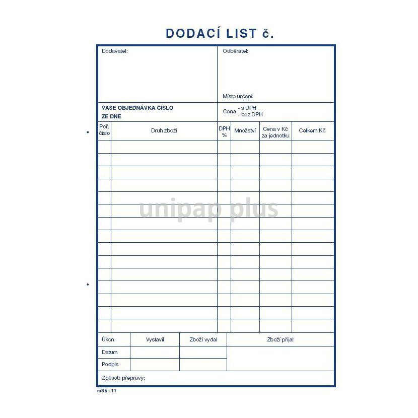 dodací list A5 samopropisovací 100 listů mSk